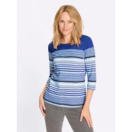 3/4-Arm-Shirt Classic Basics "3/4-Arm-Shirt", Damen, Gr. 46, jeansblau, ecru, geringelt, 100% Baumwolle, gemustert, gestreift, mehrfarbig, Rundhals, Shirts 3/4-Arm-Shirt
