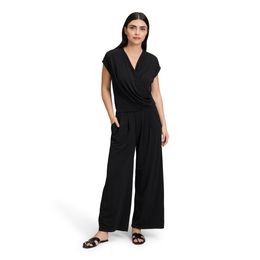 Overall Vera Mont "Damen in 7/8 L&auml;nge", Damen, Gr. 46, Normalgr&ouml;&szlig;en, schwarz, Obermaterial: 95% Polyester, 5% Elasthan, figurumspielend, V-Ausschnitt, Overalls Overall, Muster