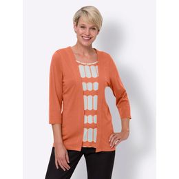 Classic Basics Damen 2-in-1-Shirt "2-in-1-Shirt", orange, Gr. 40, gemustert, mehrfarbig, 100% Baumwolle, Shirts