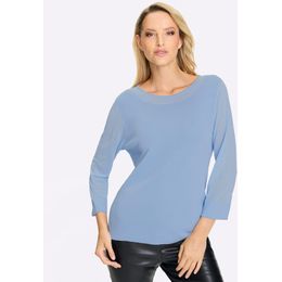 Heine Damen Strickpullover "Pullover", blau, Gr. 38, unifarben, 55% Baumwolle, 45% Viskose, &Auml;rmel:85% Viskose, 15% Polyamid, Pullover