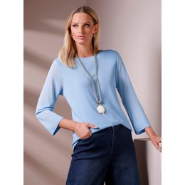 Heine Damen Strickpullover "Pullover", blau, Gr. 50, unifarben, 55% Baumwolle, 45% Viskose, &Auml;rmel:85% Viskose, 15% Polyamid, Pullover