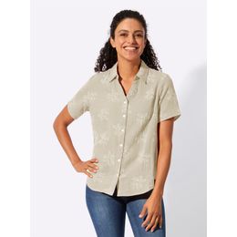 Inspirationen Damen Hemdbluse, beige, Gr. 38, bedruckt, gebl&uuml;mt, gemustert, mehrfarbig, 100% Baumwolle, Blusen