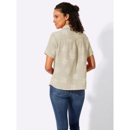 Inspirationen Damen Hemdbluse, beige, Gr. 42, bedruckt, gebl&uuml;mt, gemustert, mehrfarbig, 100% Baumwolle, Blusen