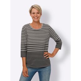Classic Basics Damen 3/4-Arm-Shirt "Ringelshirt", schwarz, Gr. 46, gemustert, gestreift, mehrfarbig, 100% Baumwolle, Shirts
