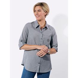 Classic Basics Damen Longbluse, schwarz-wei&szlig;, Gr. 40, gemustert, kariert, 50% Baumwolle, 50% Polyester, Blusen