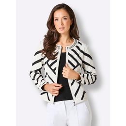 Mainpol Damen Lederblazer "Lammnappa-Lederblazer", schwarz-wei&szlig;, Gr. 42, 100% Lammnappaleder, Netzware:100% Polyester, Blazer