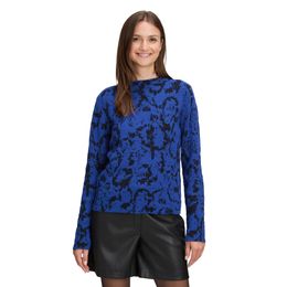 BETTY & CO Strickpullover BETTY & CO "Damen mit Stehkragen", Damen, Gr. 40, schwarz (blau, schwarz), Strick, Obermaterial: 70% Polyamid, 20% Viskose, 10% Polyester, gerade normal, Pullover Strickpullover