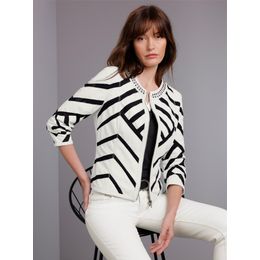 Mainpol Damen Lederblazer "Lammnappa-Lederblazer", schwarz-wei&szlig;, Gr. 40, 100% Lammnappaleder, Netzware:100% Polyester, Blazer