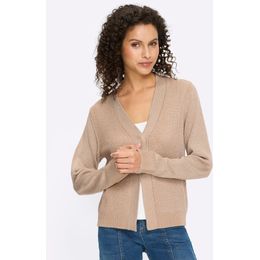 Heine Damen Cardigan, beige, Gr. 36, unifarben, 42% Baumwolle, 42% Polyacryl, 10% Polyester, 6% metallisierte Fasern, Strickjacken