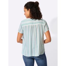 Inspirationen Damen Schlupfbluse, blau, Gr. 42, bedruckt, gemustert, mehrfarbig, 100% Viskose, Blusen