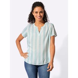Inspirationen Damen Schlupfbluse, blau, Gr. 36, bedruckt, gemustert, mehrfarbig, 100% Viskose, Blusen