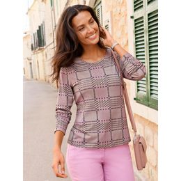 Rundhalsshirt Casual Looks "Druck-Shirt", Damen, Gr. 40, rosa (sesam, orchidee, bedruckt), 95% Viskose, 5% Elasthan, bedruckt, gemustert, mehrfarbig, Rundhals, Shirts Rundhalsshirt