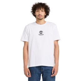 Timberland Herren T-Shirt "Print Stack Logo Short Sleeve Tee", wei&szlig;, Gr. XL, unifarben, Single Jersey, Obermaterial: 100% Baumwolle, Shirts, UNISEX