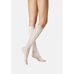 Kunert Damen Kniestr&uuml;mpfe "Kniestrumpf Diagonal Crochet", Gr. 35, beige, Obermaterial: 65% Viskose CV. 35% Polyamid PA., Socken