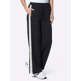 Jerseyhose Heine, Damen, Gr. 38, Normalgr&ouml;&szlig;en, schwarz, 50% Modal, 44% Polyester, 6% Elasthan, gemustert, mehrfarbig, unifarben, Hosen Jerseyhose