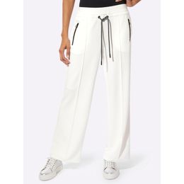 CR&Eacute;ATION L Jerseyhose CREATION L, Damen, Gr. 36, Normalgr&ouml;&szlig;en, wei&szlig; (ecru, schwarz), 50% Modal, 44% Polyester, 6% Elasthan, unifarben, Hosen Jerseyhose