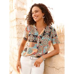 Schlupfbluse Inspirationen, Damen, Gr. 36, bunt (mint, apricot, bedruckt), 100% Viskose, bedruckt, gemustert, mehrfarbig, Rundhals, Blusen Schlupfbluse, Topseller