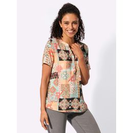 Inspirationen Damen Schlupfbluse, bunt, Gr. 46, bedruckt, gemustert, mehrfarbig, 100% Viskose, Blusen
