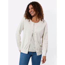 Casual Looks Damen Strickjacke, wei&szlig;, Gr. 54, unifarben, 100% Baumwolle, Strickjacken