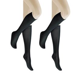Hudson Damen Kniestr&uuml;mpfe "Kniestrumpf Only 2-Pack", Gr. 39, schwarz, Obermaterial: 75% Baumwolle CO. 23% Polyamid PA. 2% Elasthan EL., Socken