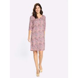 Classic Basics Damen A-Linien-Kleid "Kleid", rosa, Gr. 44, gemustert, mehrfarbig, 100% Viskose, Kleider