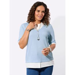 Casual Looks Damen 2-in-1-Shirt "2-in-1-Shirt"eisblau, wei&szlig;, bedruckt, Gr. 36, unifarben, 54% Viskose, 44% Polyester, 2% Elasthan, Shirts