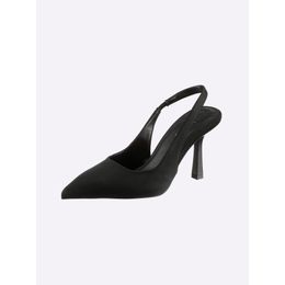 Heine Damen Slingpumps, Gr. 41, schwarz, Textil, Schuhe