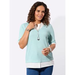 Casual Looks Damen 2-in-1-Shirt "2-in-1-Shirt"mint, wei&szlig;, bedruckt, Gr. 40, unifarben, 54% Viskose, 44% Polyester, 2% Elasthan, Shirts