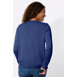 Casual Looks Damen Strickjacke, blau, Gr. 46, unifarben, 100% Baumwolle, Strickjacken