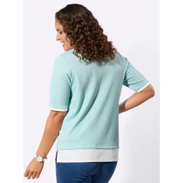 Casual Looks Damen 2-in-1-Shirt "2-in-1-Shirt", blau, Gr. 40, unifarben, 54% Viskose, 44% Polyester, 2% Elasthan, Shirts
