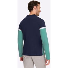Catamaran Herren Langarmshirt "Langarm-Poloshirt", gr&uuml;n, Gr. 44, gemustert, gestreift, mehrfarbig, 100% Baumwolle, Shirts