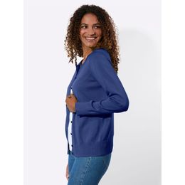 Casual Looks Damen Strickjacke, blau, Gr. 36, unifarben, 100% Baumwolle, Strickjacken