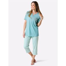 w&auml;schepur W&Auml;SCHEPUR Damen Capri-Pyjama, Gr. 44, blau, 100% Baumwolle, Homewear-Sets