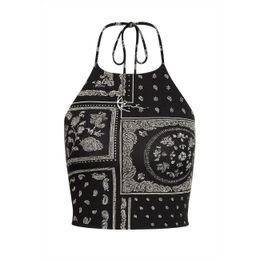 Karl Kani Herren Muskelshirt "Karl Kani Signature Paisley Neckholder Top"schwarz, Gr. L, 95% Baumwolle, 5% Elasthan, Shirts