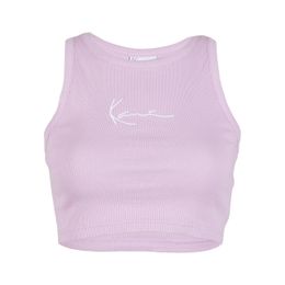 Karl Kani Damen Muskelshirt "Karl Kani Small Signature Essential Racer Rib Top", lila, Gr. M, bedruckt, 97% Baumwolle, 3% Elasthan, Shirts