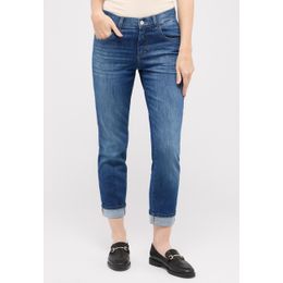 Angels Damen Mom-Jeans "DARLEEN CROP TU", blau, Gr. 44, unifarben, Denim/Jeans, Obermaterial: 67% Baumwolle, 31% Polyester, 2% Elasthan, Jeans, im