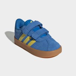 Mädchen Sneaker "VL COURT 3.0", adidas Sportswear, Gr. 22, blau, Leder, Synthetik, Schuhe, für Kinder, inspiriert vom Design des adidas samba