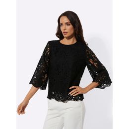 CR&Eacute;ATION L CREATION L Damen Spitzenbluse, schwarz, Gr. 42, unifarben, 100% Polyester, Blusen