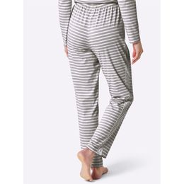 w&auml;schepur W&Auml;SCHEPUR Damen Pyjamahose, Gr. 36, grau, 100% Baumwolle, gemustert, gestreift, Hosen