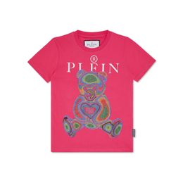 Philipp Plein Jungen T-Shirt "Teddy Verziert"87, fucsiafluo, Gr. 14, Obermaterial: 100% Baumwolle, Shirts