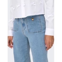 Only Damen High-waist-Jeans "ONLMADELINE HW WD POCKET DNM GUA221 NOOS", blau, Gr. XS, unifarben, Denim/Jeans, Obermaterial: 74% Baumwolle, 25%
