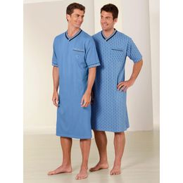 King&acute;S Club KINGS CLUB Herren Nachthemd "Kurzarm-Nachthemden", Gr. 44, blau, 100% Baumwolle, unifarben, Kleider