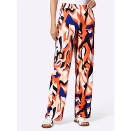 Webhose Heine, Damen, Gr. 34, Normalgr&ouml;&szlig;en, bunt (marine, orange, bedruckt), 95% Polyester, 5% Elasthan, bedruckt, gemustert, mehrfarbig, Hosen