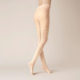 Kunert Damen Feinstrumpfhose "Strumpfhose Graphic Stripes", Gr. 40, beige, Obermaterial: 92% Polyamid PA. 8% Elasthan EL., Strumpfhosen