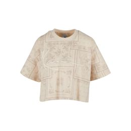 T-Shirt Karl Kani "Karl Kani Signature Paisley Crop T-Shirt", Damen, Gr. L, beige, 100% Baumwolle, loose fit, Rundhals, Shirts T-Shirt