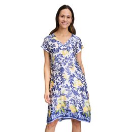 Vera Mont Damen Sommerkleid "Damen mit &uuml;berschnittenen &Auml;rmeln", blau, Gr. 42, Satin, Obermaterial: 100% Viskose, Kleider, Bord&uuml;re