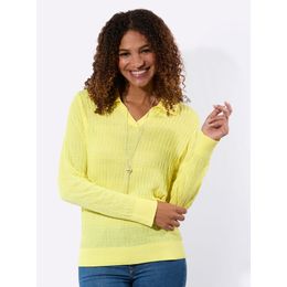 Inspirationen Damen Polokragenpullover "Pullover", gelb, Gr. 42, unifarben, 85% Viskose, 15% Polyamid, Pullover