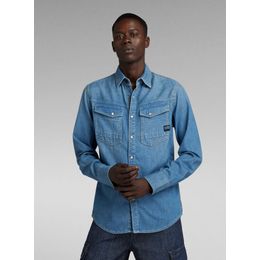G-Star Raw Langarmshirt G-STAR "Dakota Slim Denim Hemd", Damen, Gr. M, faded cricket blau, Obermaterial: 100% Baumwolle, Shirts Langarmshirt