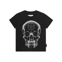 Philipp Plein Jungen T-Shirt "Skull"02, schwarz, Gr. 16, Obermaterial: 100% Baumwolle, Shirts