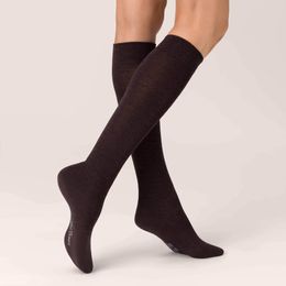 Kunert M&auml;dchen Kniestr&uuml;mpfe "Kniestrumpf Wool Care", Gr. 35, braun, Obermaterial: 98% Schurwolle WV. 2% Elasthan EL., Socken